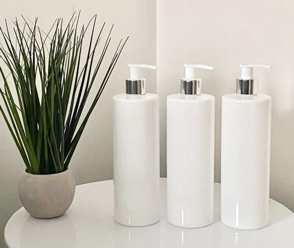 White pump bottles store